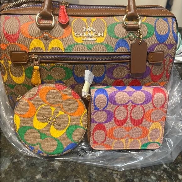 Coach | Bags | Nwt Rare Authentic Coach Rainbow Pride Rowan Satchel 3 ...